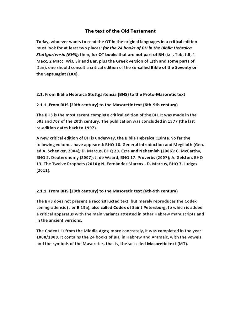 Evolution of Old Testament Texts | PDF | Septuagint | Hebrew Bible