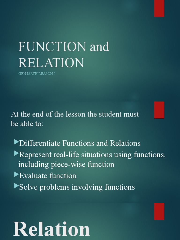 Function And Relation Gen Math Lesson 1 Pdf Function Mathematics