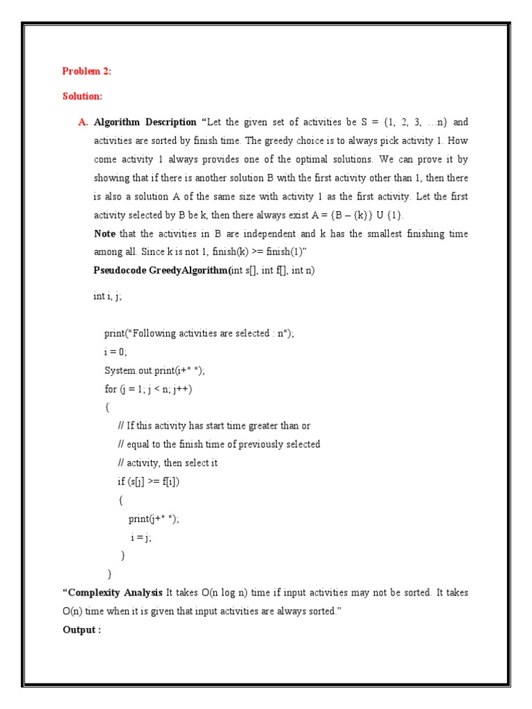 Problem 2: Solution: A | Download Free PDF | Time Complexity | Algorithms