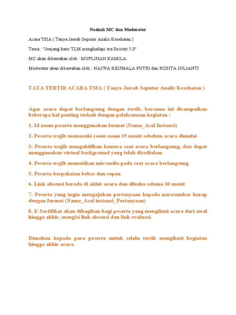 Teks MC Dan Moderator REVISI | PDF