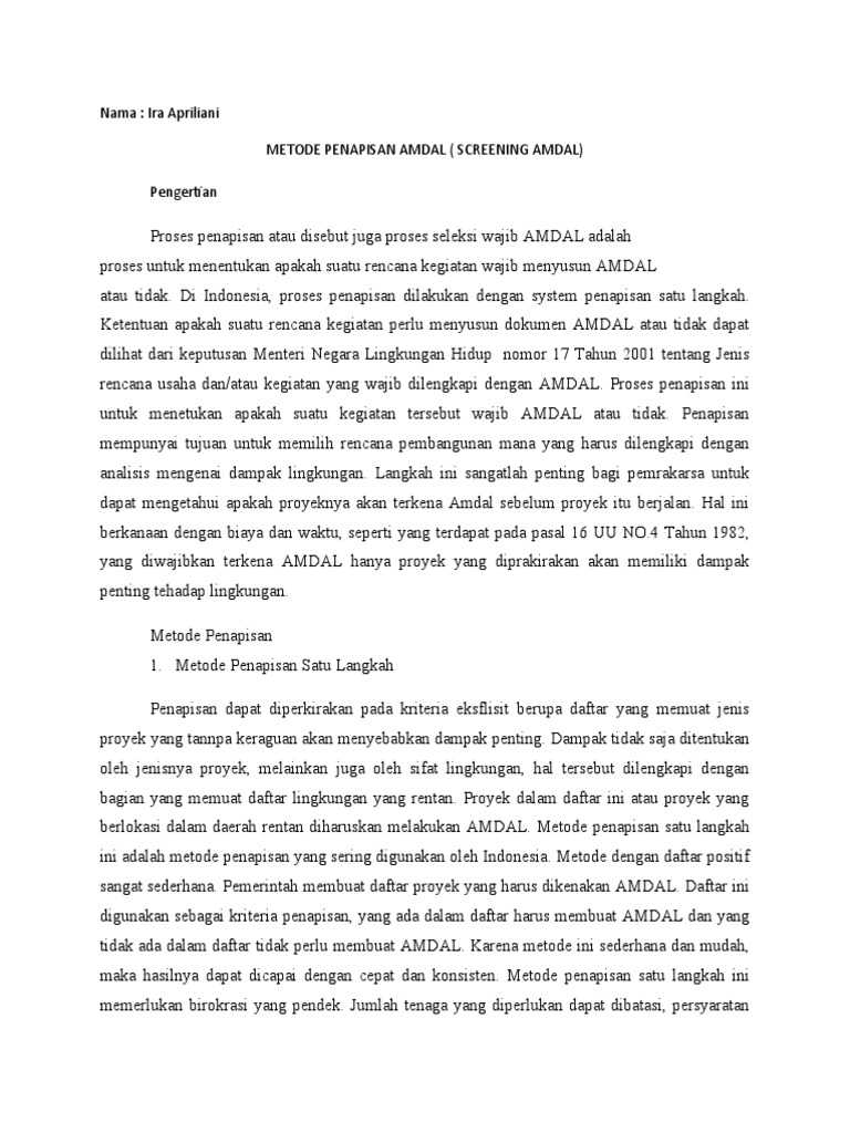 Penapisan Amdal | PDF