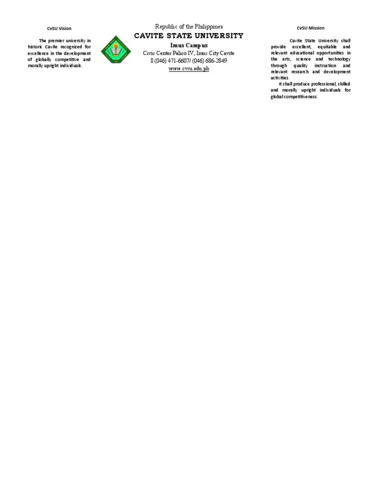 Cavite State University: Republic of The Philippines | PDF