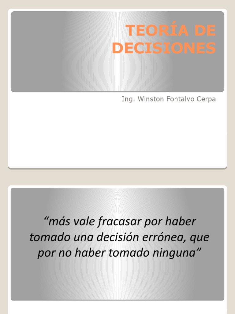 Teoría de Decisiones | PDF | Toma de decisiones