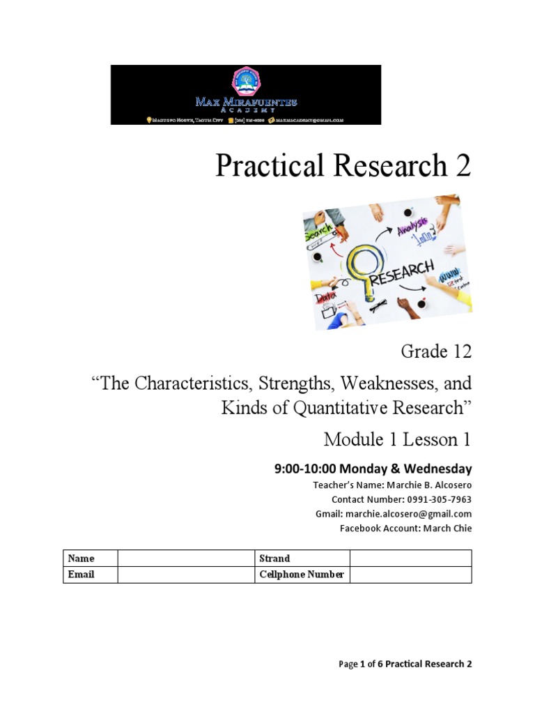12 - 1 Practical Research 2 Module CR | PDF | Statistics | Experiment