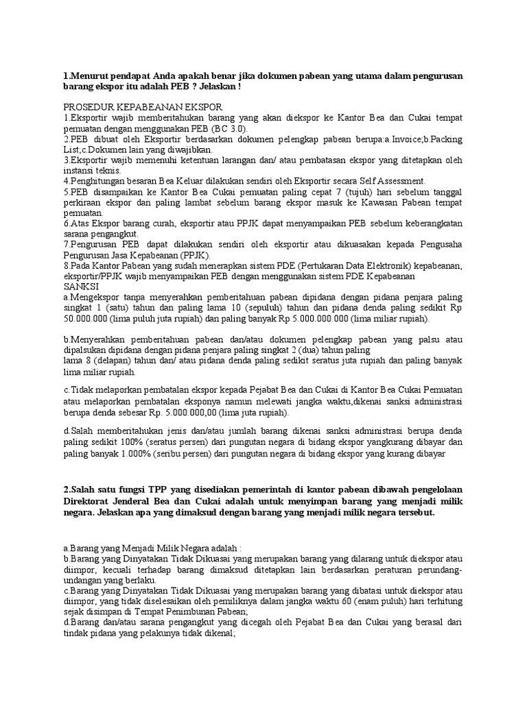 Tugas 2 Kepebeanan Dan Cukai | PDF | Pengelolaan Keuangan & Uang