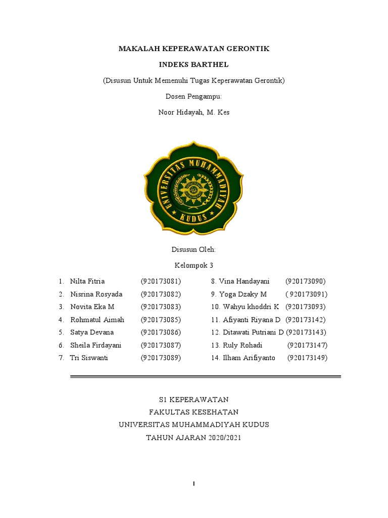 4B - Kelompok 3 - Indeks Barthel | PDF | Pengembangan Diri | Kesehatan ...