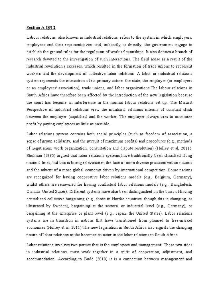 Labour Relations Pdf Employment Industrial Relations