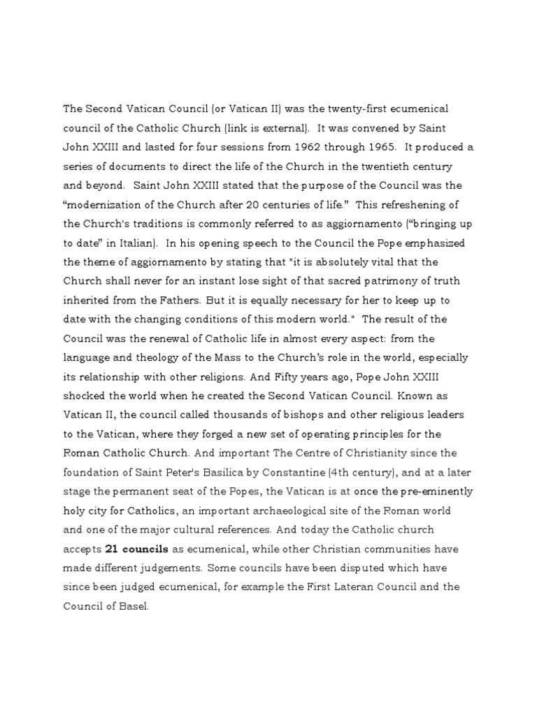 Vatican II: Modernizing Catholicism | PDF | Second Vatican Council ...