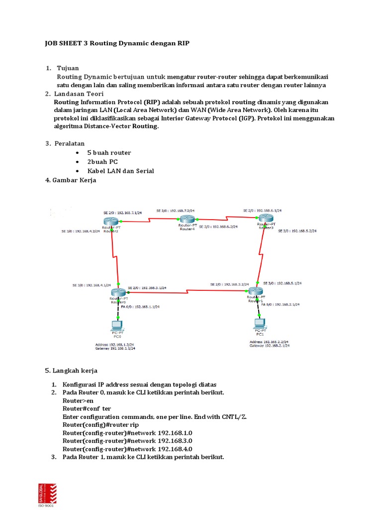 JOB SHEET 3 Routing Dynamic Dengan RIP | PDF