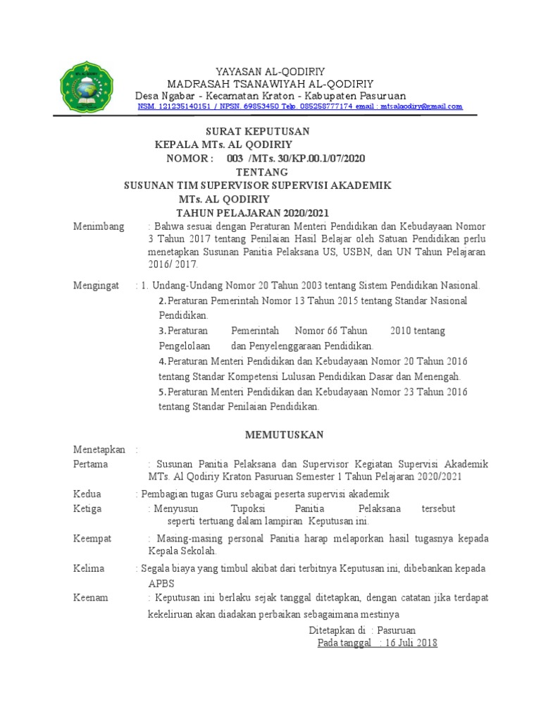 SK Tim Supervisi | PDF