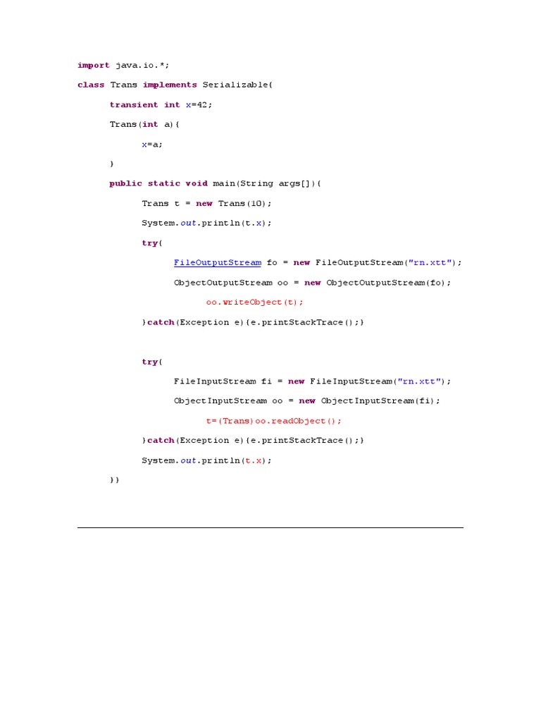 Java Object Serialization Example | PDF