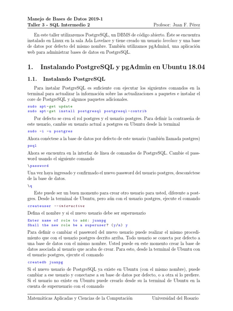 Instalación y Uso de PostgreSQL y pgAdmin | PDF | Postgre Sql | SQL