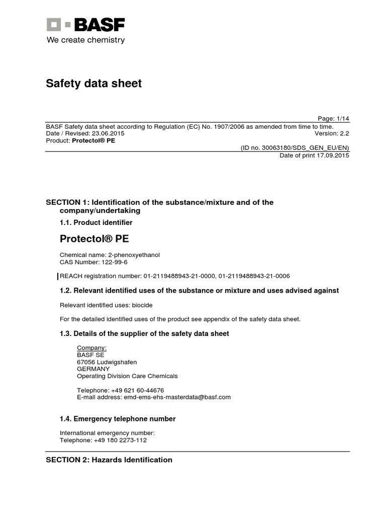 MSDS Protectol PE | PDF | Dangerous Goods | Toxicity