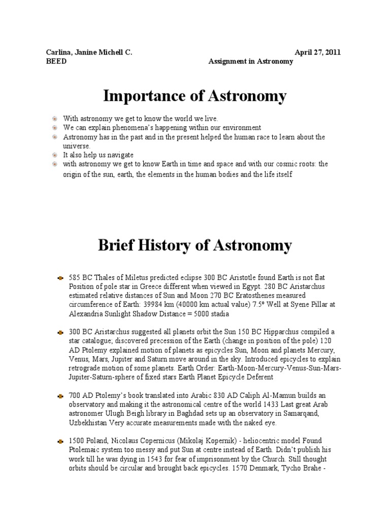 Importance of Astronomy | PDF | Astronomy | Stars