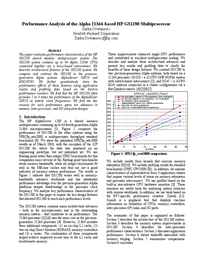 Performance Analysis of The Alpha 21364-Based HP GS1280 Multiprocessor | PDF | Cpu Cache ...