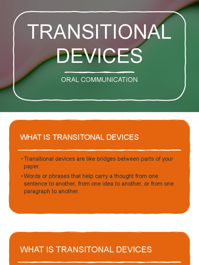 Transitional Devices: Oral Communication | PDF
