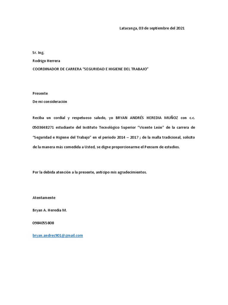 Solicitud Bryan Heredia | PDF