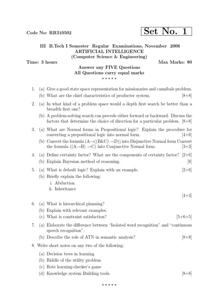rr310502 Artificial Intelligence | PDF | Artificial Intelligence ...