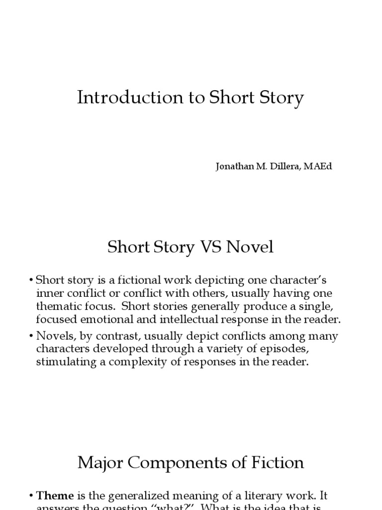 Introduction To Short Story: Jonathan M. Dillera, Maed | PDF ...