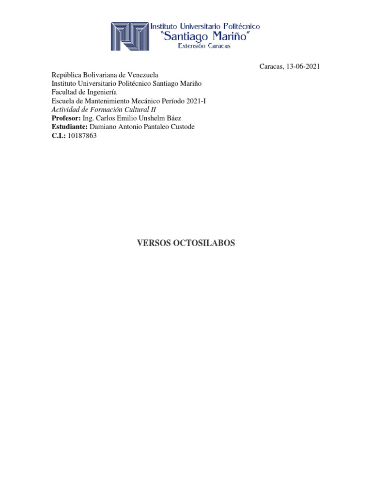 Versos Octosilabos | PDF | Poesía