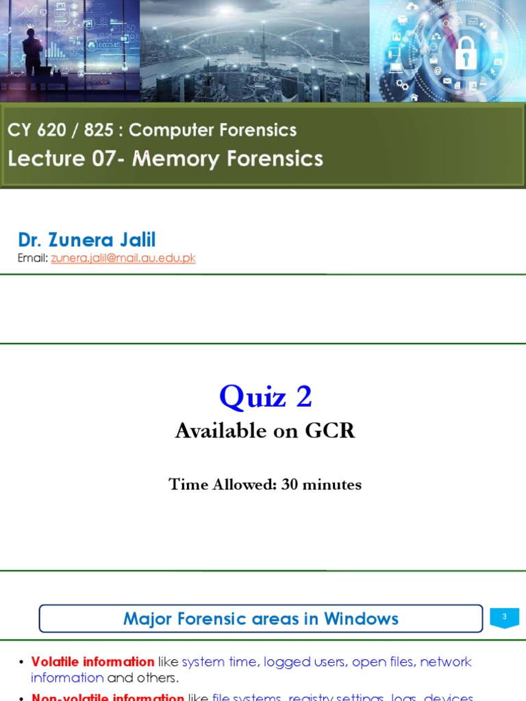 CF Lecture 07-Memory Forensics | PDF | Computer File | Computer Forensics