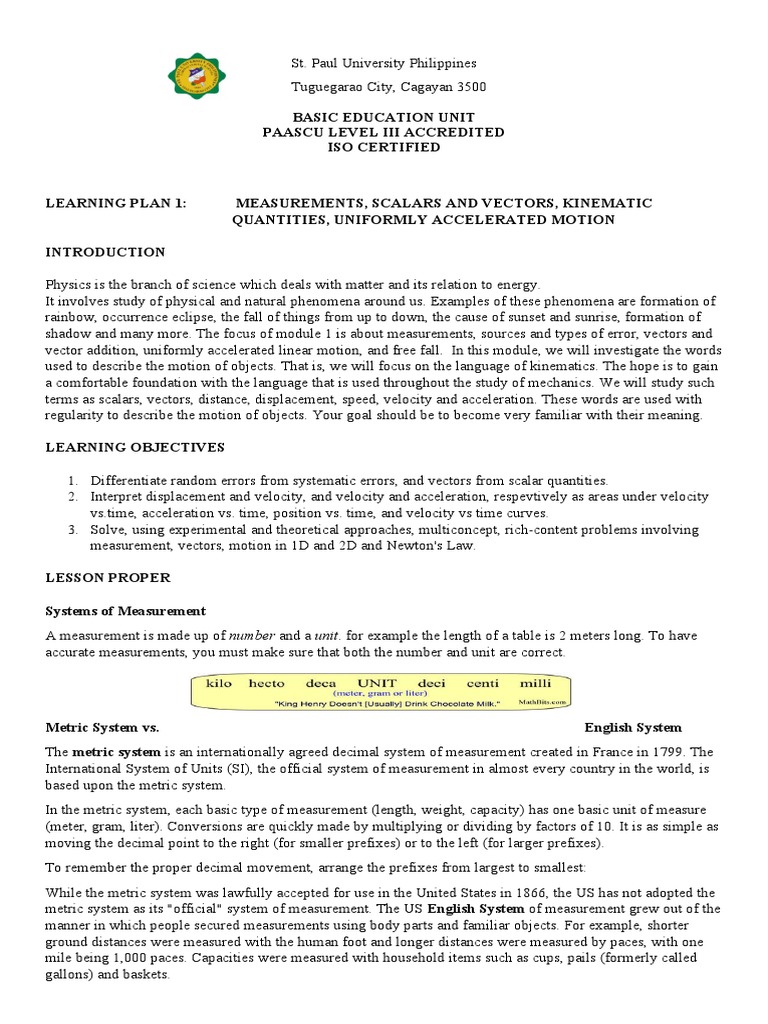 DLP Physics 1 QTR 1. Module 1 | PDF | Velocity | Speed