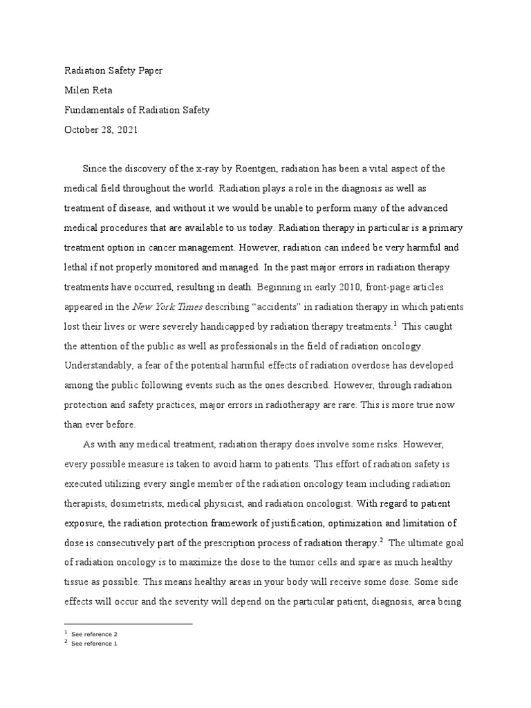 Rad Safety Paper | PDF | Radiation Therapy | Radiation Protection