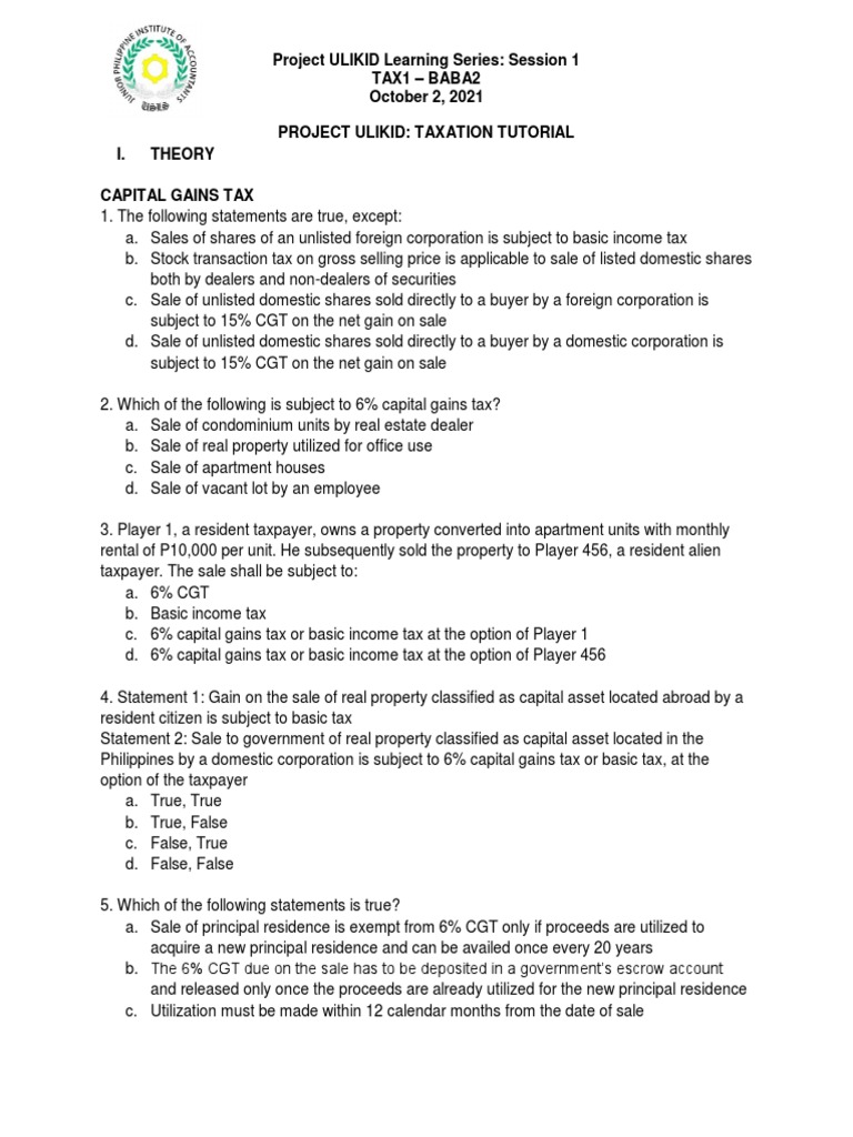 Tax Handouts | PDF | Capital Gains Tax | Dividend