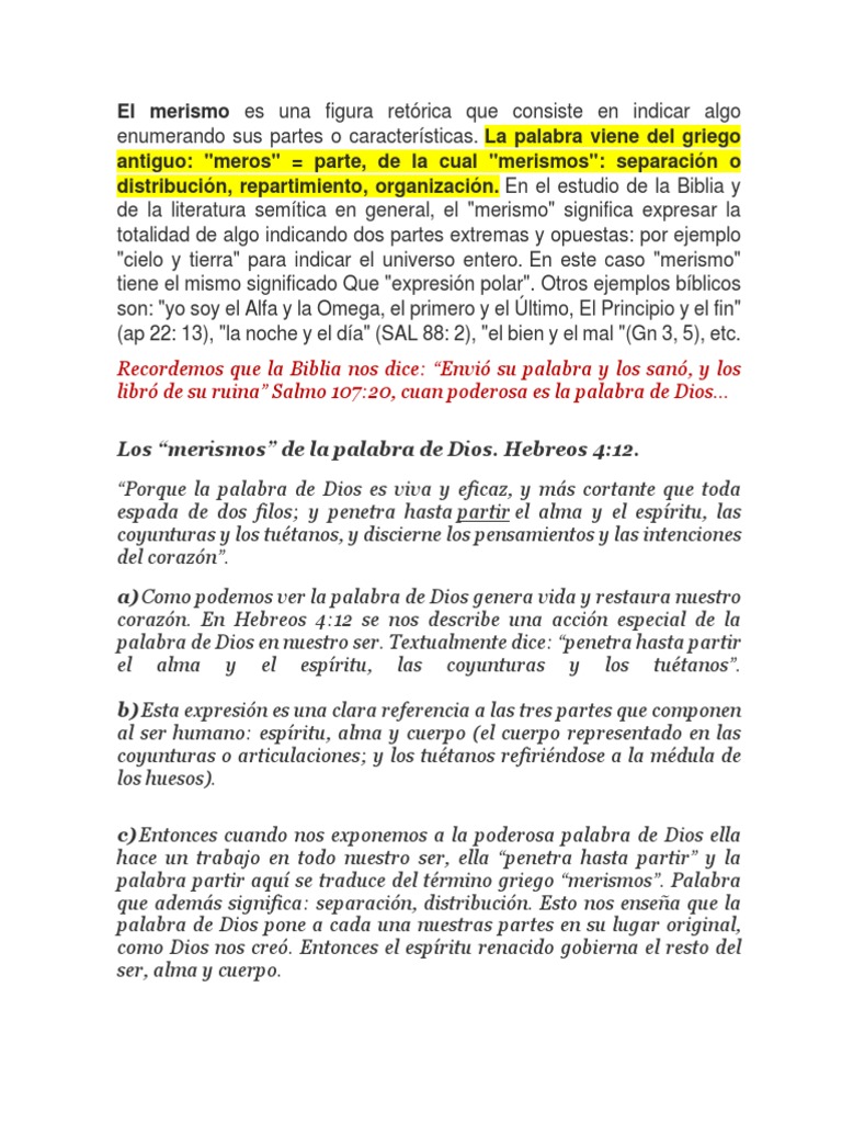 Merismos Palabra de Dios | PDF | Alma | Cristo (título)