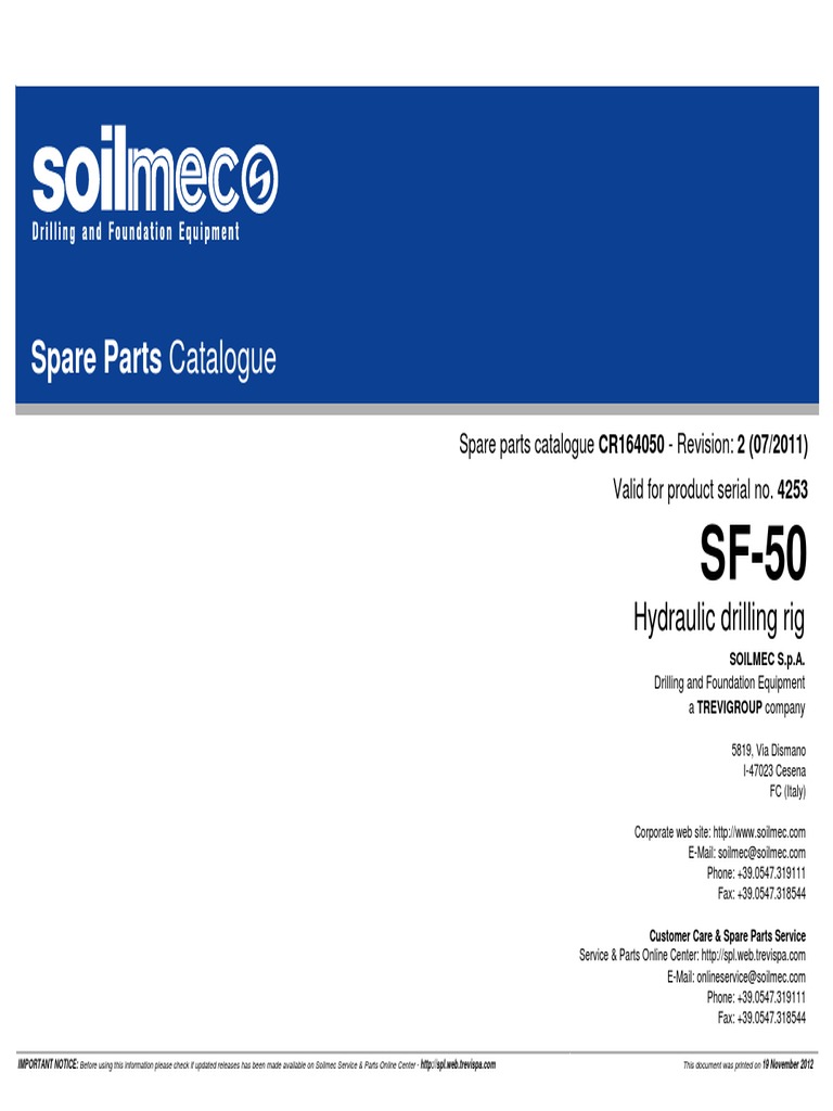 Soilmec SF-50 Spare Parts Catalogue | PDF | Engines | Diesel Engine