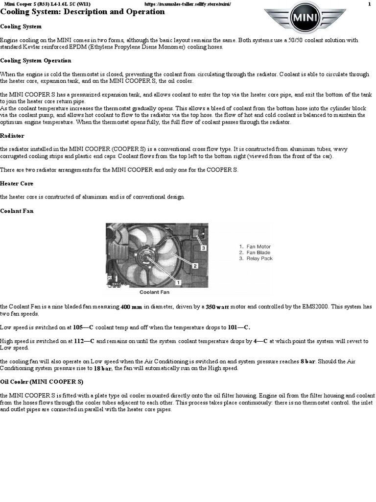 Cooling System: Description and Operation | PDF | Relay | Thermostat