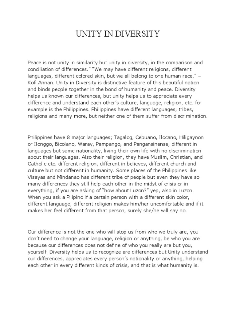 Embracing Unity in Diversity | PDF | Social Science | Religion ...