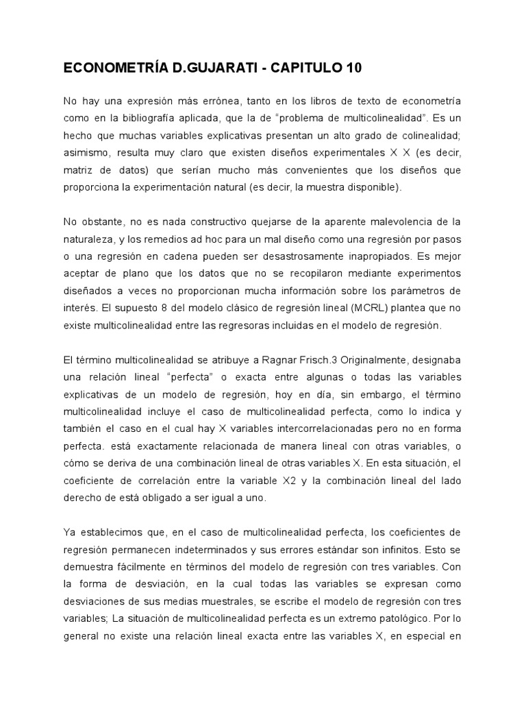 Ensayo Econometría | PDF | Multicolinealidad | Mínimos cuadrados ordinarios