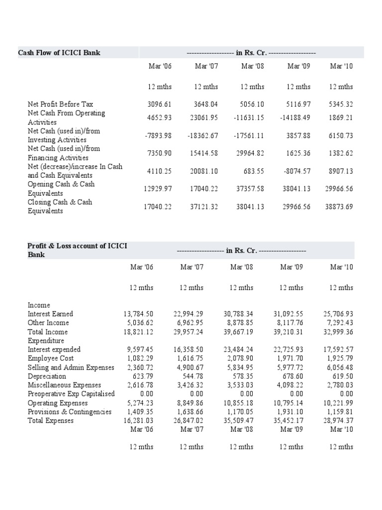 ICICI Bank Financial Overview 2006-2010 | PDF | Dividend | Financial ...