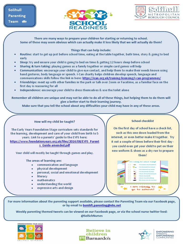 School Readiness - Parenting Team - Sept 2020 | PDF | Parenting ...
