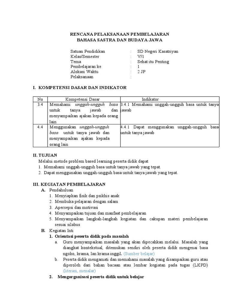 RPP B.jawa t4 3.4 | PDF