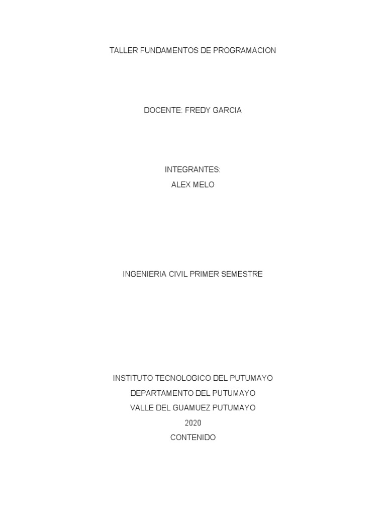 Taller Fundamentos de Programacion 11 | PDF | Algoritmos | Lenguaje de ...