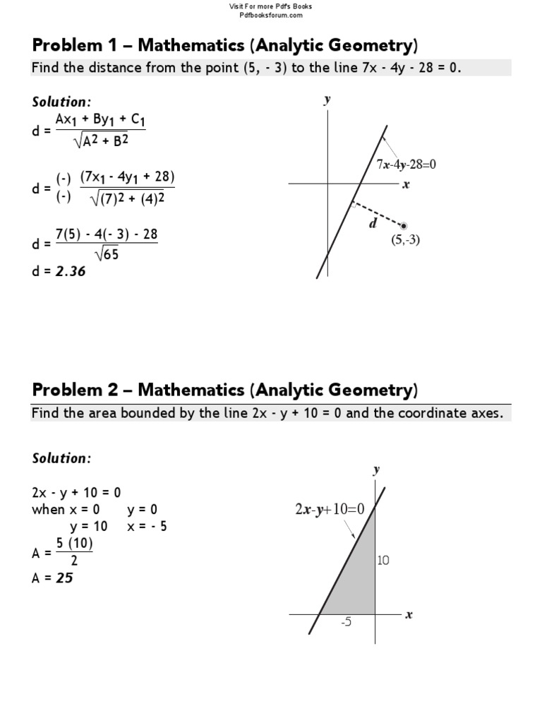 Solutions To Problems In Analytic Geometry Pdf Analytic Geometry
