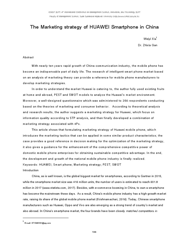 Marketing Strategies of Huawei Smartphones in China: An Analysis of the ...