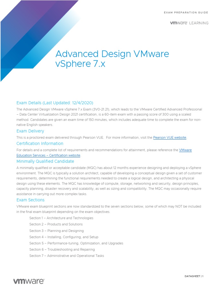 Vmware Advanced Design Exam Guide | PDF | Virtual Machine | V Mware