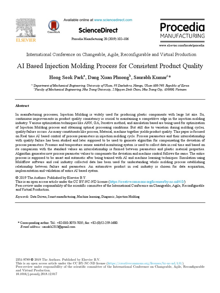AI Based Injection Molding Process For Consistent | PDF | Artificial ...