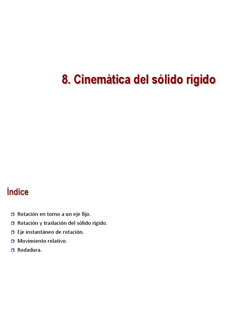Cinemática del Sólido Rígido: Rotación y Traslación | PDF | Rotación ...