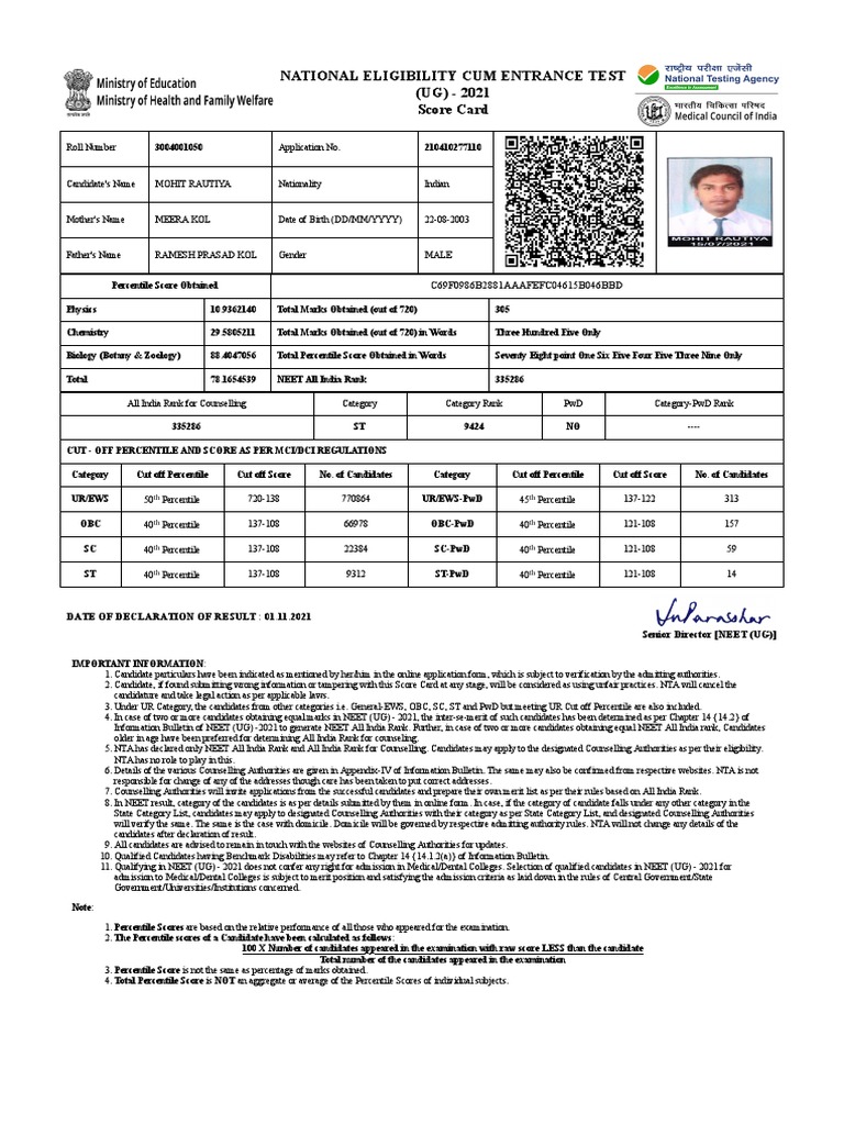 NEET Result 21 | PDF