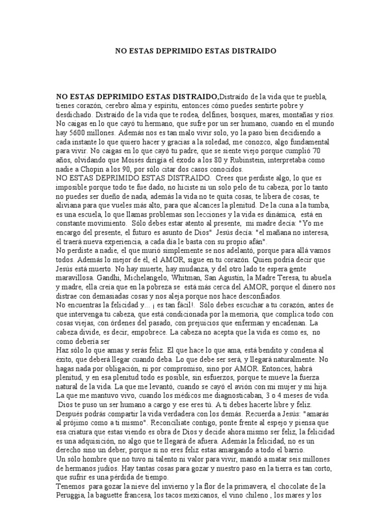 No Estas Deprimido Estas Distraido de Facundo Cabral | PDF | Perdón | Amor