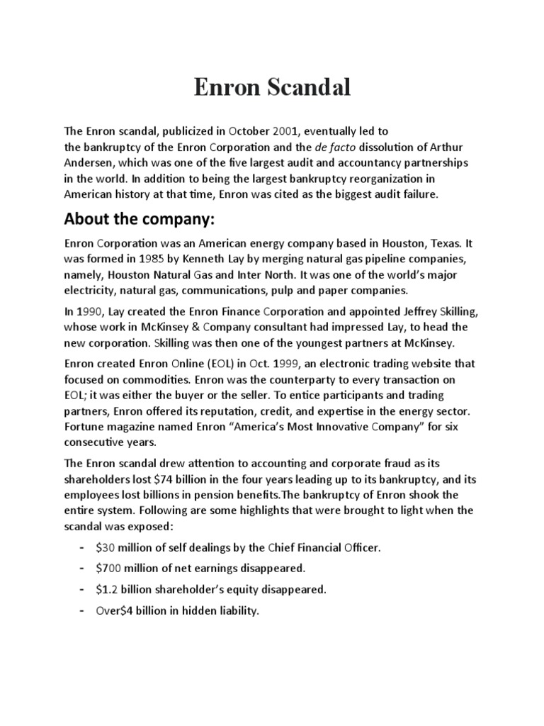The Rise and Fall of Enron: A Case Study in Corporate Fraud and ...