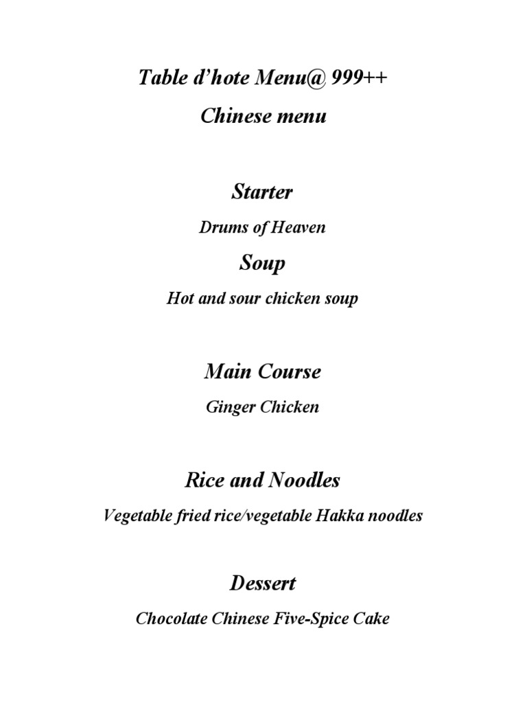 5 Course Menu TBH | PDF