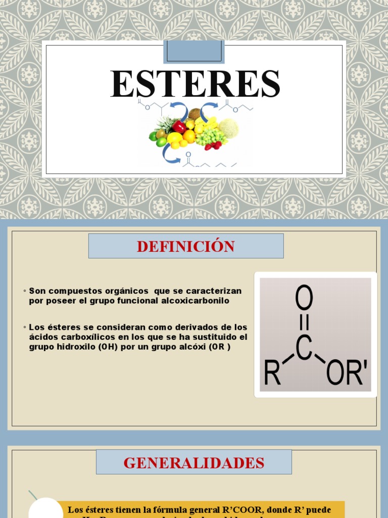 Esteres | PDF | Ester | Compuestos orgánicos