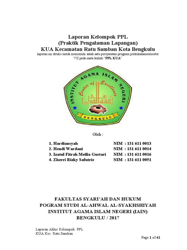 Laporan Akhir Kelompok PPL Kua Kecamatan | PDF | Komputer