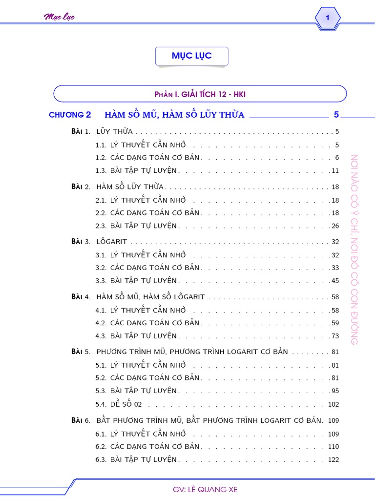 Ham So Luy Thua Ham So Mu Va Ham So Logarit Le Quang Xe | PDF