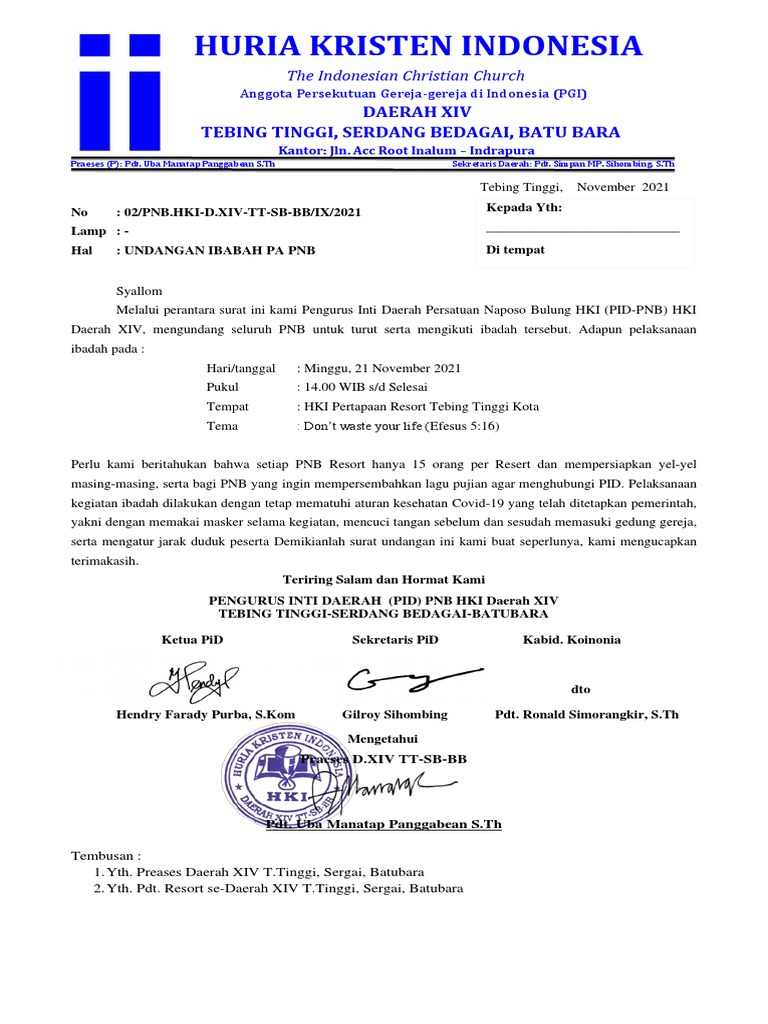 Surat Undangan Pa PNB 2021 Terbaru | PDF